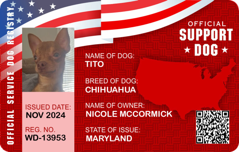 Support Dog Card - Instant Service And Support Dog Documents